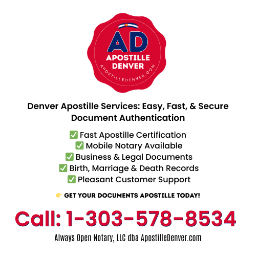 Apostille Denver CO Notary Remote Online & Mobile Services